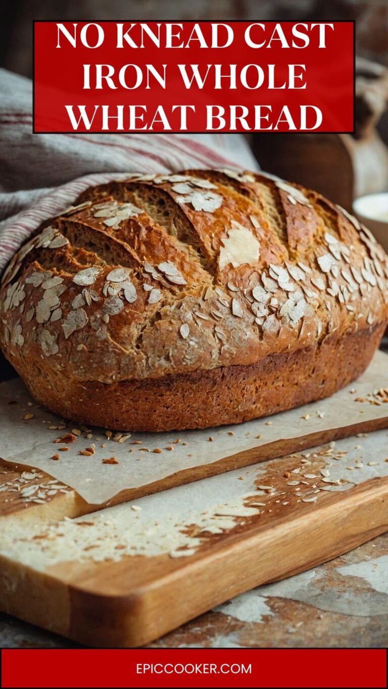 No Knead Cast Iron Whole Wheat Bread Recipe - Epic Cooker